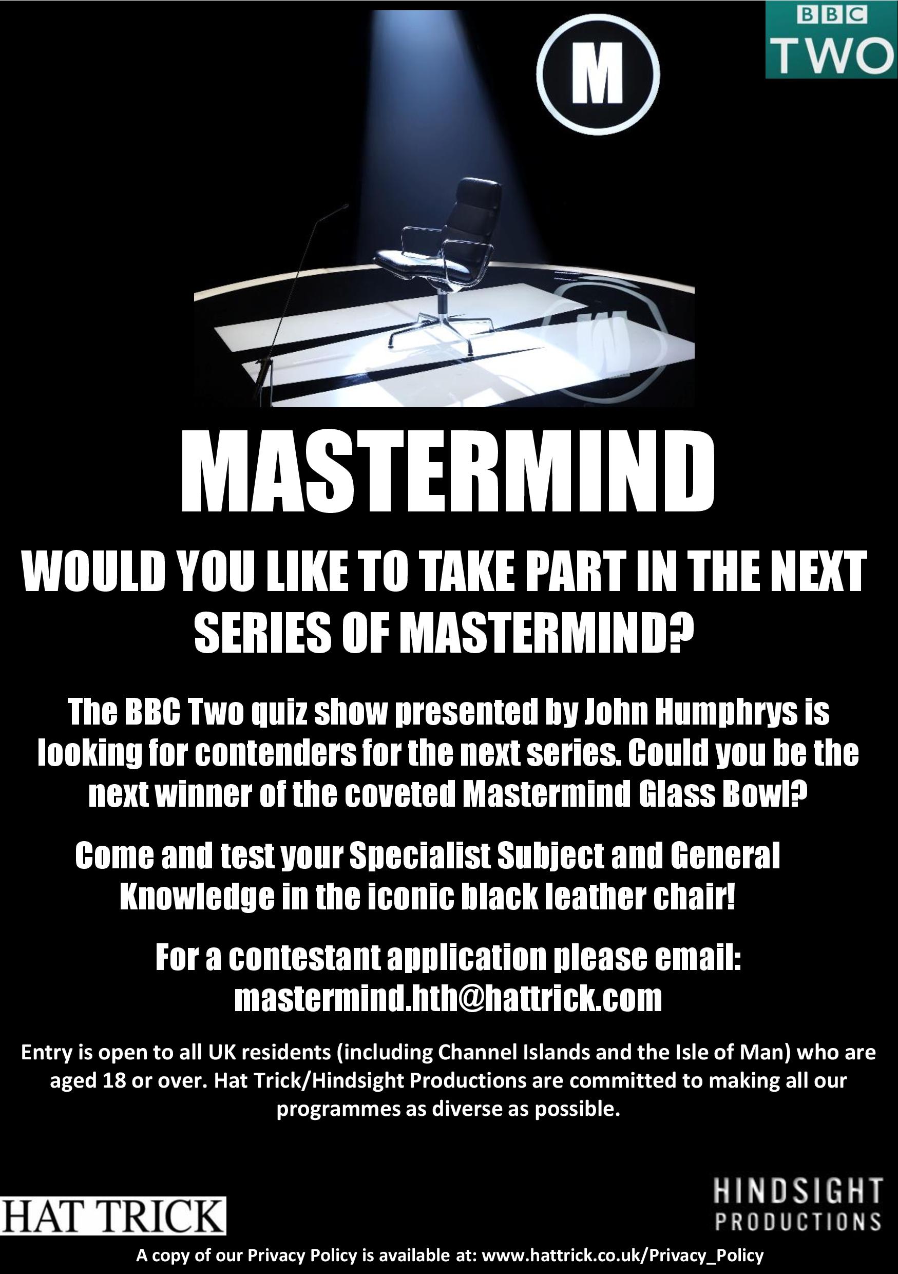 Would you like to take part in the next series of Mastermind? - The ...